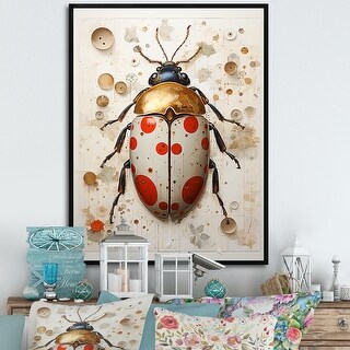 Designart "Gold Vintage Minimalism Beetle I" Insects & Bugs Framed ...