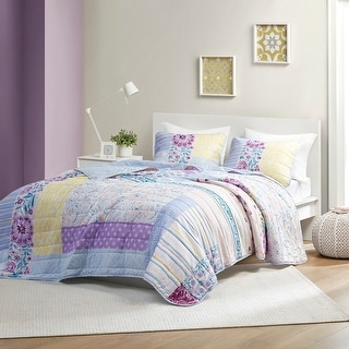 Intelligent Design Joanna Patchwork Printed Cotton Reversible Coverlet ...