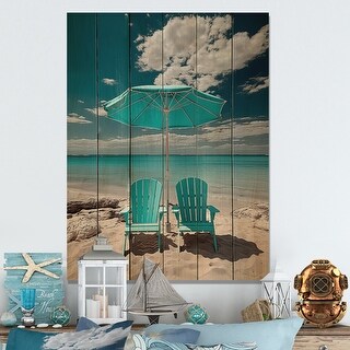 Designart "Beach Sandy Escape Chairs" Nautical & Beach Print on Natural ...
