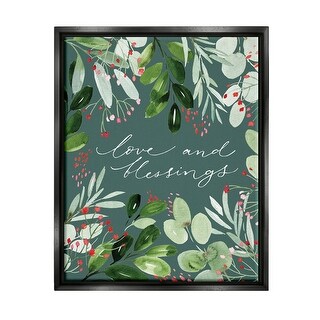 Stupell Love & Blessings Green Floral Leaves Floater Canvas Wall Art by Caverly Smith - Bed Bath ...