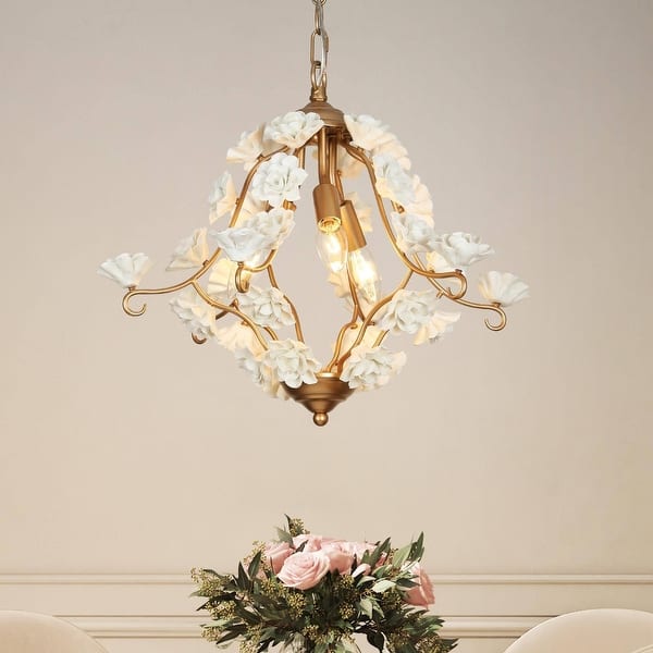 Veitchii Modern Unique 3 Lights Ceramic Flower Globe Chandeliers ...