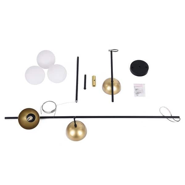 Minimalist Modern 3-Light Frosted Glass Globe Linear Island Chandelier ...