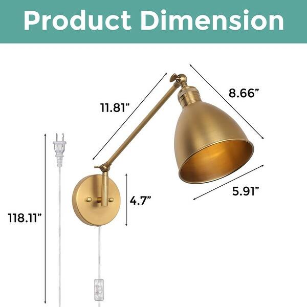 Adjust swing arm industrial fixture light golden wall lighting brass ...