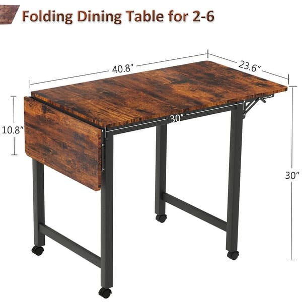 Folding Dining Table Kitchen Table Foldable Dining Room Dinner Drop ...