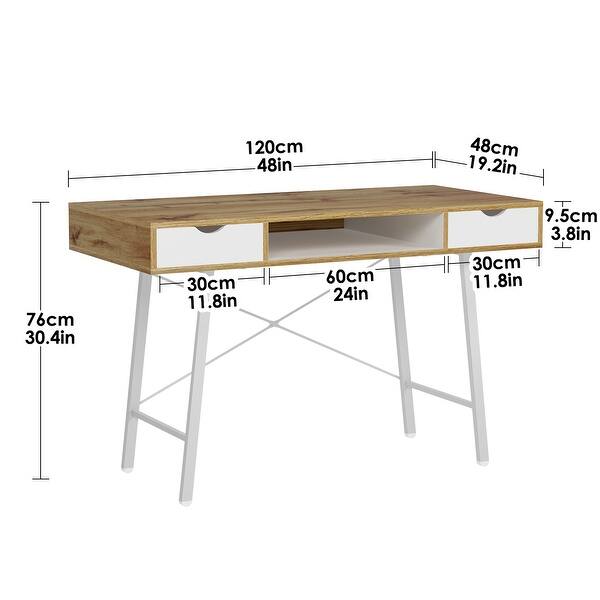 Home Office Computer Desk with 2 Drawer and Opening Storage Cube - Bed ...
