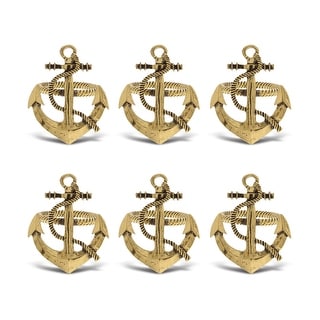 KitchaBon Anchor Gold Napkin Rings for Table Decor - Set of 6 - 2.25 x ...