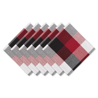 Checkered Square Cloth Napkins - 20" - Red and Black - Set of 6 - Bed ...