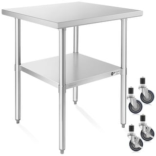 24x24 Inch NSF Commercial Stainless Steel Prep & Work Table w/ Wheels ...