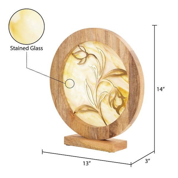 River of Goods Round Decorative Stained Glass Mango Wood Stand - 13" x ...