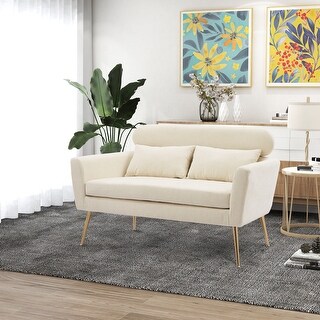 Chenille Loveseat Small Sofa Small Mini Couch Two-seater Sofa with 2 ...