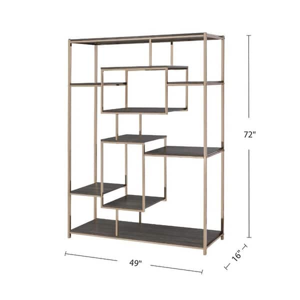 Rectangular Bookshelf with Wooden Shelves in Rustic Gray Oak and ...