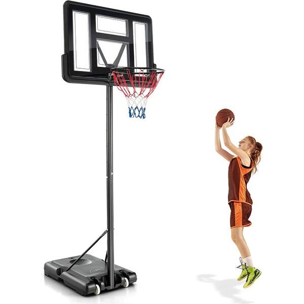 4.25-10 Feet Adjustable Basketball Hoop System with 44 Inch Backboard ...