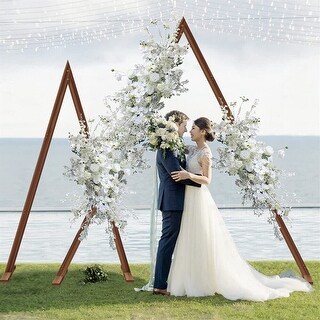 Set of 2 Wooden Wedding Arch Stand Heavy Duty Triangle Arbor Frame - On ...