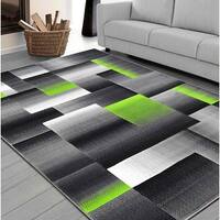 HR Electric Green, Gray, Silver and Multi Abstract Geometric Modern ...