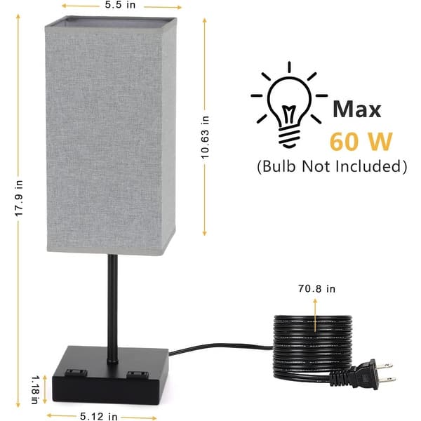 Touch Control Table Lamps Set of 2 Nightstand Desk Lamp with AC Outlet ...