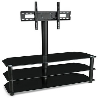 TV Stand with Mount and Glass Shelving, Living Room Entertainment ...