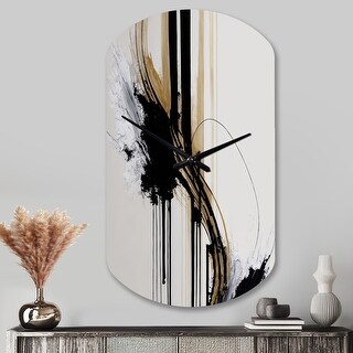 Designart - Golden Minimalist Abstract II - Abstract Large Wall Clock ...