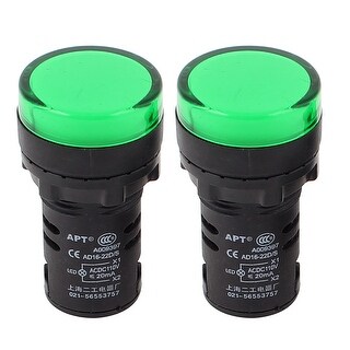 2Pcs AC 110V 20mA 21mm Panel Cutout Green LED Indicator Pilot Signal ...