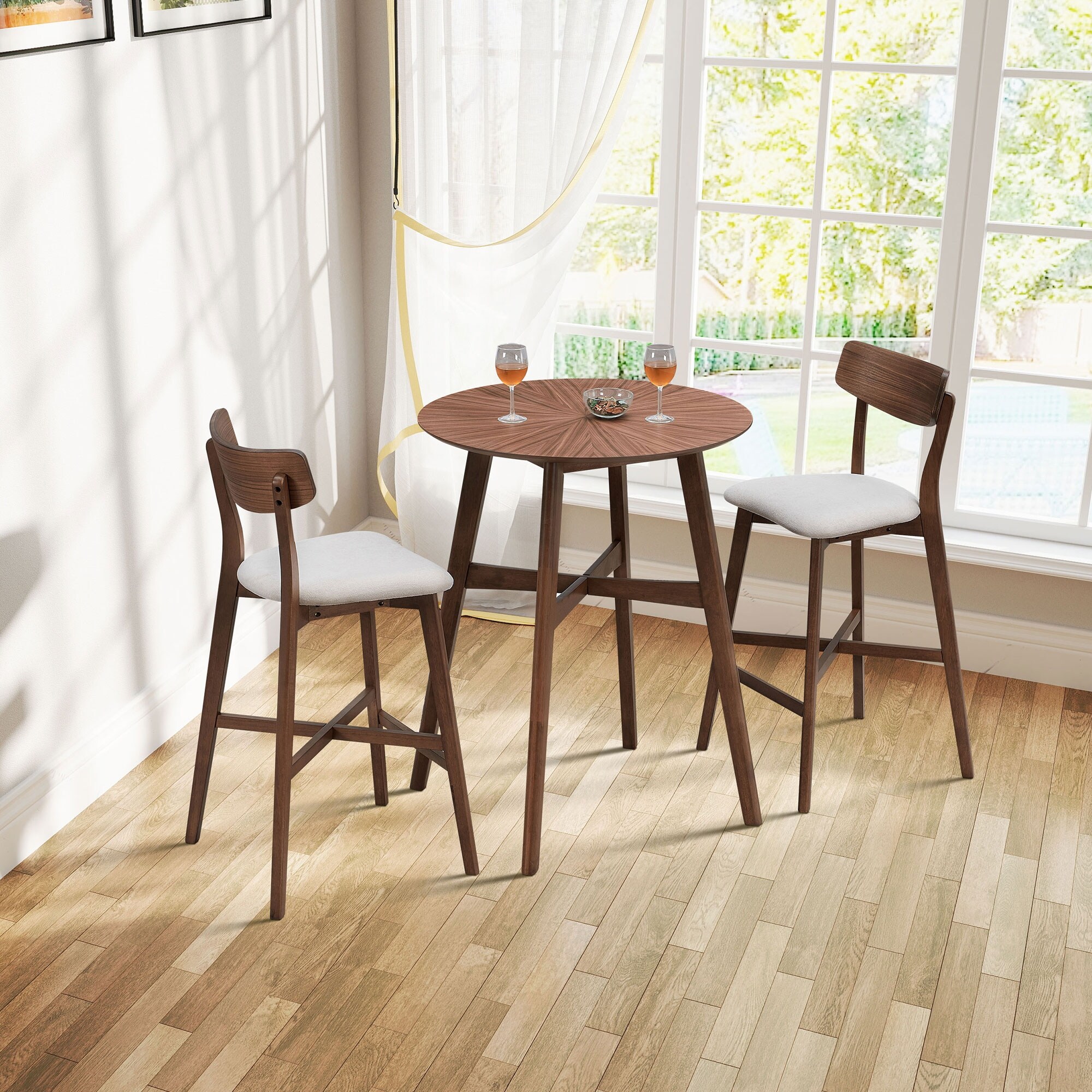 31.5 Inch Oversize Round Bar Table Wooden High Top Kitchen Dining Table for Pub