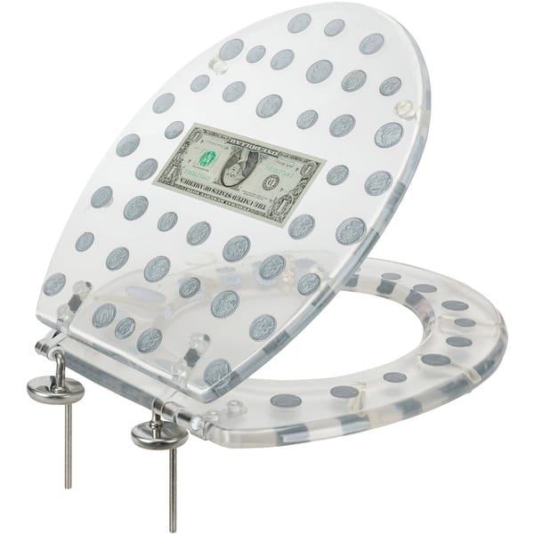 PREMIUS Polyresin Dollar Bill & Coins Money Toilet Seat, Clear ...