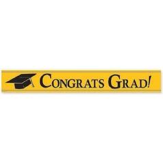 Club Pack of 12 School Bus Yellow and Black "Congrats Grad" Graduation ...