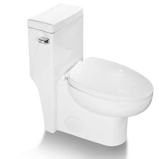 Lodear Side Left Single Flush round One-piece Toilet with Comfort Seat ...