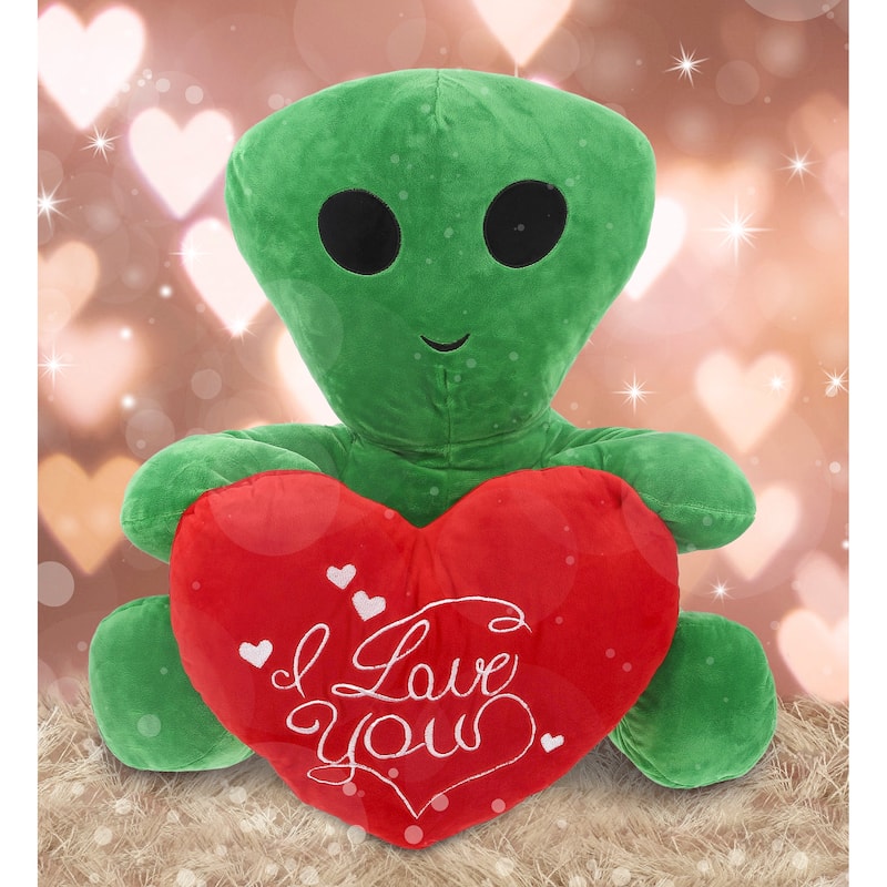 DolliBu I LOVE YOU Alien XL Plush – Cute Alien Stuffed Animal with Red ...