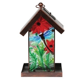 Glass Dragonfly Bird Feeder - Outdoor Hanging Solar Lawn Ornament, Yar ...