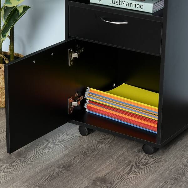 HOMCOM 24" Mobile Printer Cart with 2 Drawers, Black - 15.7*13.8*23.6 ...