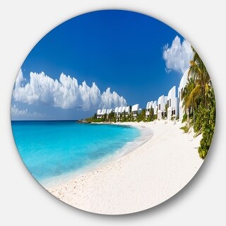 Designart 'Caribbean Beach Panorama' Landscape Photo Aluminum Circle ...