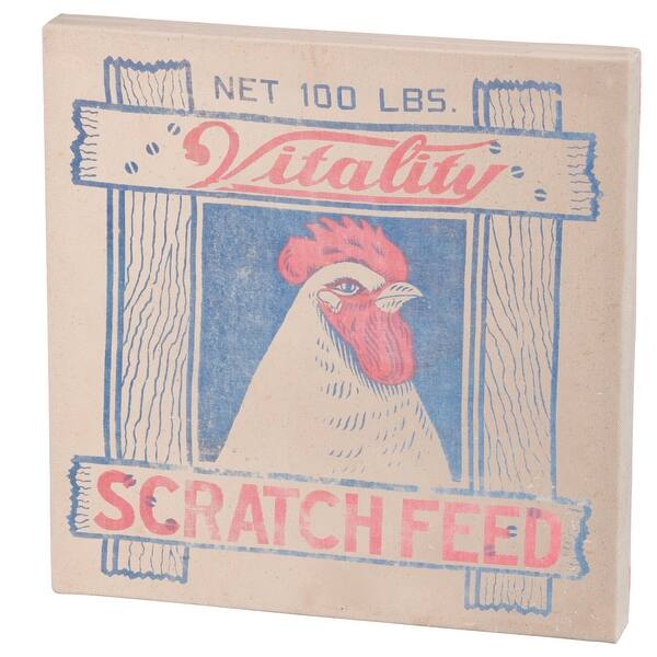 Rooster Scratch Feed Canvas Farmhouse Style Box Sign 10 Inches - Multi ...