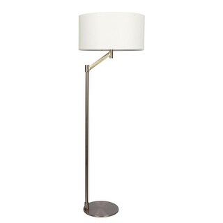 Serene Brushed Nickel Floor Lamp with Rotary Switch, Metal Base, White ...