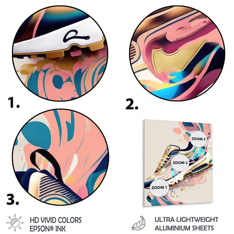 Designart 'Pink And Blue Art Deco Sport Shoes ' Fashion Shoes Metal ...