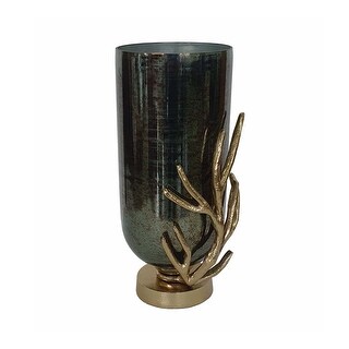 A&B Home Gerald Glass Vase with Aluminum Base - Gold/Black - Bed Bath ...