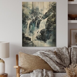 Designart "Waterfall Endless Waterfall Journey II" Landscapes Print on ...