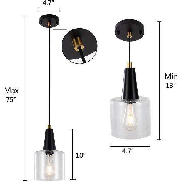 Modern black hanging lighting glass pendant lamp bar light - N/A - Bed ...