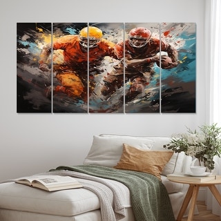 Designart "Yellow Football Gridiron Expression" Sports Multipanel Wall ...