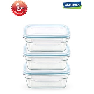 Glasslock Rectangular Food Container 6 Piece Set (3.5cups/828ml) - Bed ...