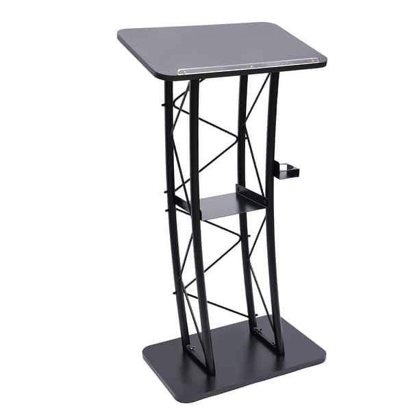 Curved Black Metal Podium For Classroom Church Stage Curved Podium ...