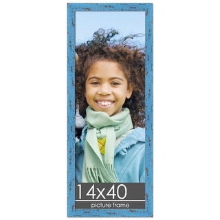 14x40 Shabby Chic / Farmhouse Blue Wood Panoramic Frame - UV Acrylic ...
