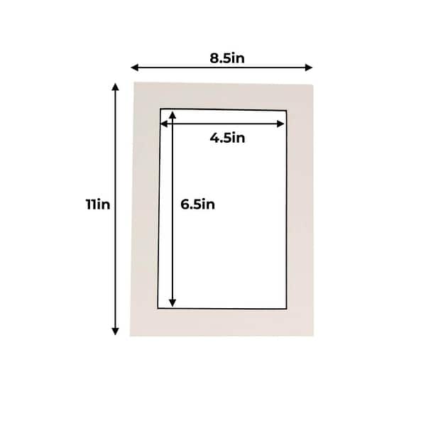 8.5x11 Mat for 5x7 Photo - White with Black Core Matboard for Frames ...