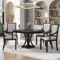 5-Piece Dining Set Extendable Round Table and 4 Chairs - Bed Bath ...