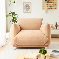 Flannelette Single Sofa Bread-shape Arm Chair Sofa with Anti-skid ...