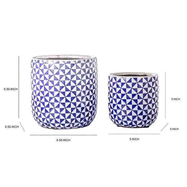 Mark 6, 5 Inch 2 Piece Round Pot Set, Ceramic, Symmetric Design, Blue ...