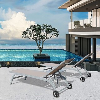 Outdoor Lounge Chairs with 5 Adjustable Position, Pool Lounge Chairs ...