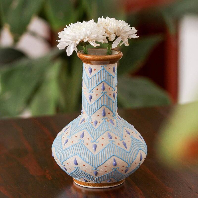 Novica Handmade Chevron Tears Ceramic Vase - On Sale - Bed Bath ...
