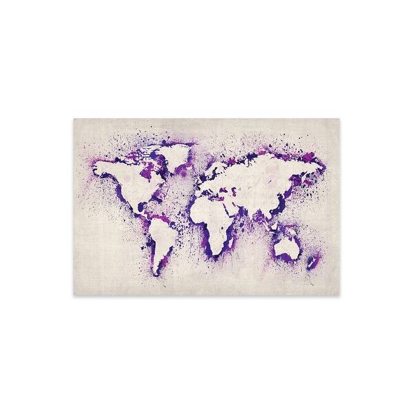 Map of The World (Purple) Paint Splashes Print On Acrylic Glass by ...