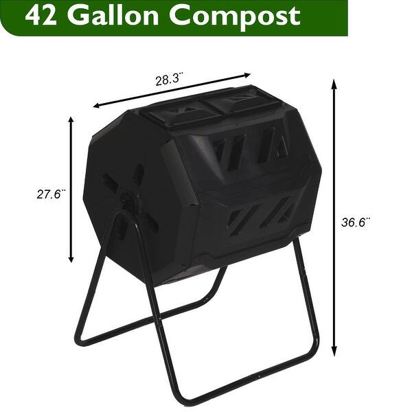 Dual Tumbling Composter 42 Gallon Tumbler Composting Bins Easy Turn ...