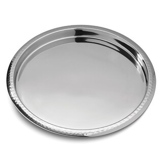 Curata Stainless Steel 14 Inch Round Bar Tray with Hammered Rim - Bed ...