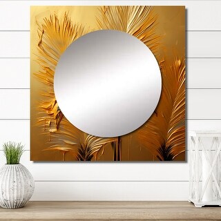 Designart "Ostriches Golden Feathers I" Feathers Wall Mirror - Animals ...